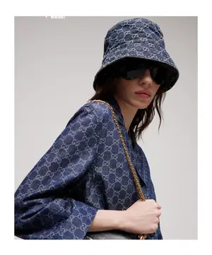 Gucci Gg Cotton Denim Bucket Hat - Blue