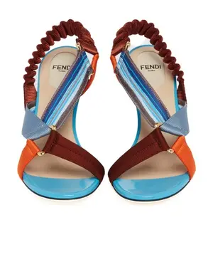 Fendi Round Toe High Heeled Sandals With Metal Carabiners