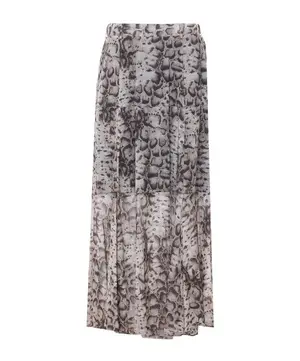 Pinko Agrigento Tiered Maxi Skirt With Animal Print