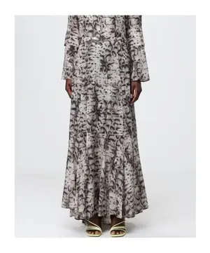 Pinko Agrigento Tiered Maxi Skirt With Animal Print