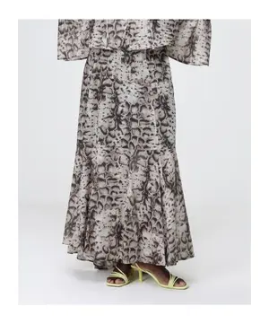 Pinko Agrigento Tiered Maxi Skirt With Animal Print