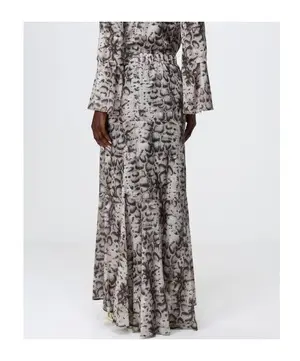 Pinko Agrigento Tiered Maxi Skirt With Animal Print