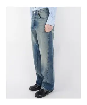 SUNFLOWER Wide Twist Belt Loop Jeans - Blue