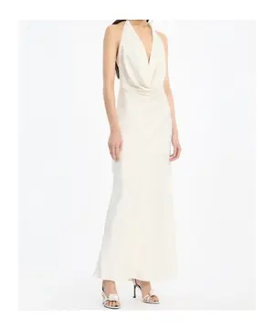 ROTATE BY BIRGER CHRISTENSEN Satin Halterneck Maxi Dress - White
