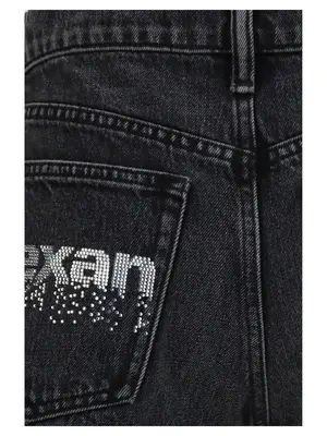 Alexander Wang Crystal Logo Denim Shorts