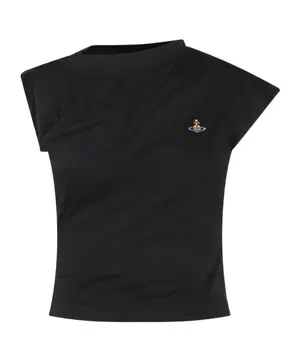 VIVIENNE WESTWOOD Orb Logo Cap Sleeve Top - Black