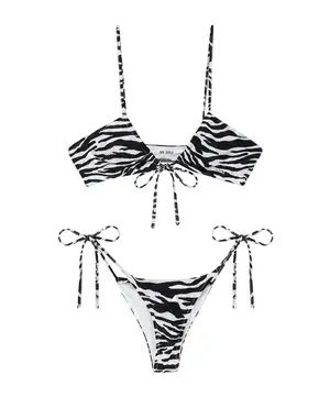 Attico Zebra Print Bikini Set - Black