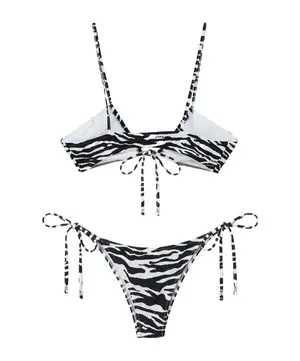 Attico Zebra Print Bikini Set - Black