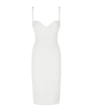Elisabetta Franchi Suspender Dress With Slit Design And Open Back - White