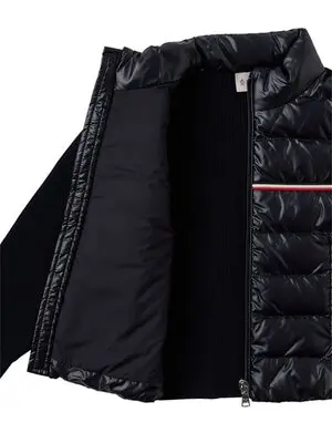 Moncler Tricolour Padded Cotton Blend Cardigan