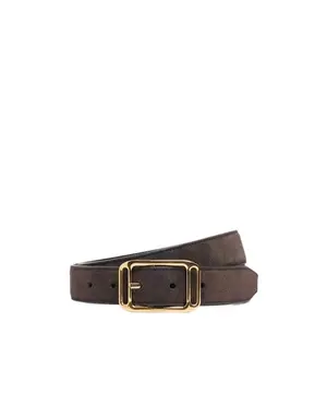 TOM FORD Leather Belt With Gold Tone Buckle - Black