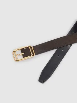 TOM FORD Leather Belt With Gold Tone Buckle