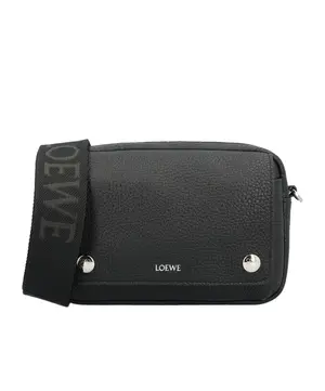 Loewe Logo Embossed Zipped Messenger Bag - Black