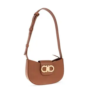 FERRAGAMO Double Gancini Mini Bag - Brown