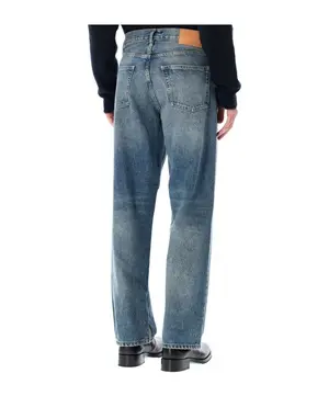SUNFLOWER Belt Loop Loose Straight Leg Jeans - Blue
