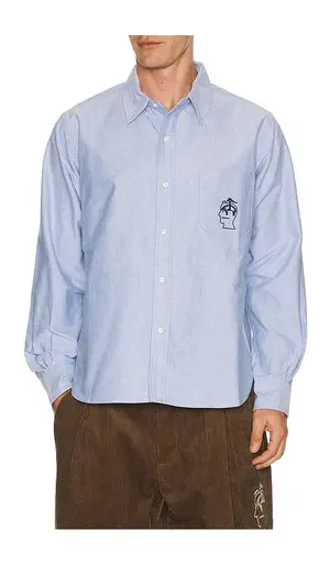 BRAIN DEAD Brooks Brothers California Selvedge Oxford Button Up Shirt In . Also - Blue