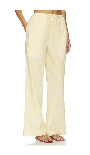 L'academie Micah Pant In Striped Poplin - Yellow