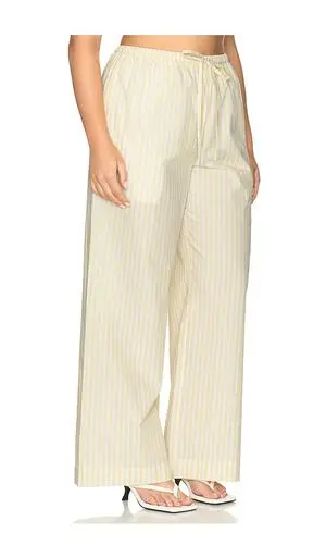 L'academie Micah Pant In Striped Poplin - Yellow