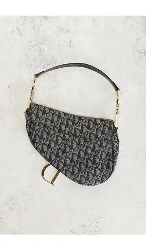 FWRD RENEW Dior Trotter Oblique Saddle Bag - Blue
