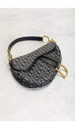 FWRD RENEW Dior Trotter Oblique Saddle Bag - Blue