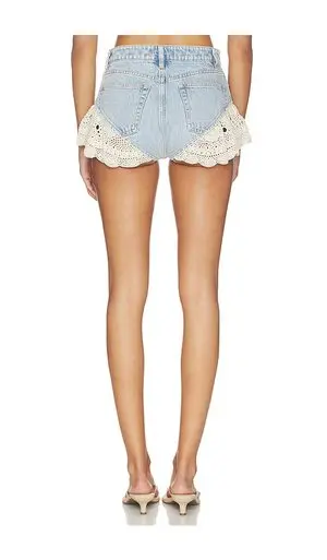 FRAME Crochet Trim Denim Shorts