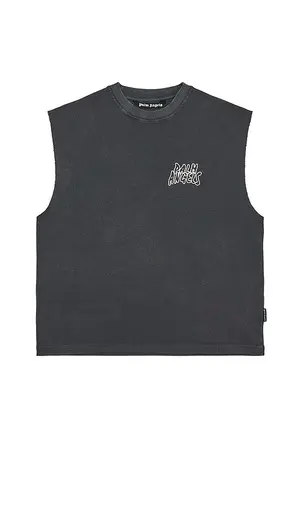 Palm Angels Palm Leaf Distressed Tank In . Also - Black