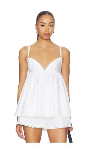 L'academie Lillie Poplin Top - White