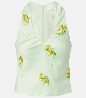SHUSHU/TONG Sequin Embellished Top - Green