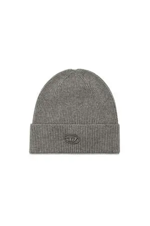 DIESEL® Ribbed Wool-blend Beanie With Embroidered Logo - Grey