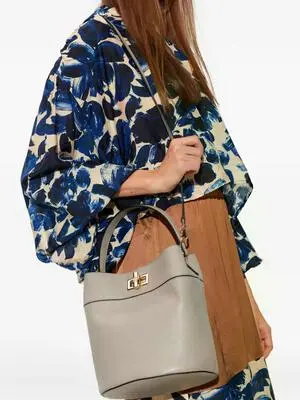 Furla M Amelia Leather Twist-lock Tote Bag - Neutrals