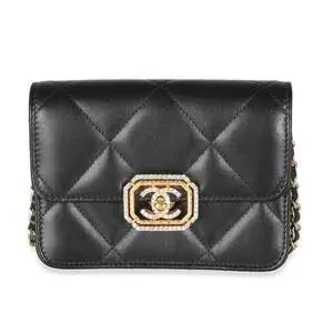 Chanel Quilted Calfskin Strass Flap Bag - Black