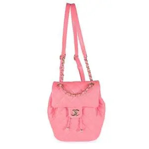 Chanel Quilted Caviar Drawstring Backpack Handbag - Pink