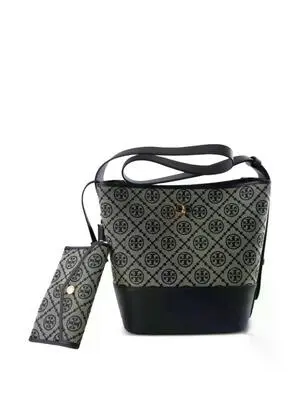 Tory Burch T Monogram Leather-trimmed Bucket Bag