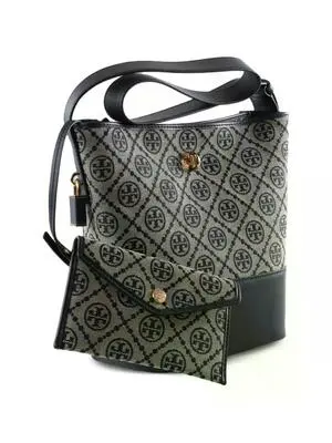 Tory Burch T Monogram Leather-trimmed Bucket Bag