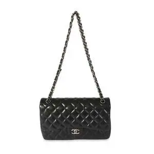 Chanel Quilted Lambskin Classic Double Flap Bag - Black