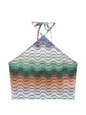 Missoni Zigzag Knit Halterneck Top - Green