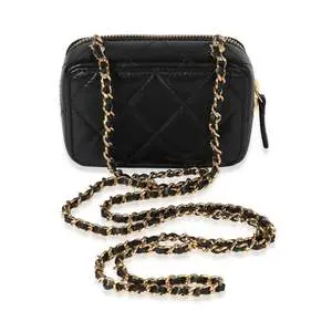 Chanel Gold Quilted Metal & Lambskin Vanity Bag