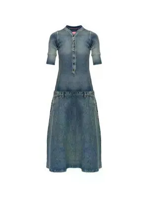 DIESEL® Ribbed-knit Panelled Midi Dress