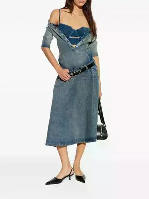DIESEL® Ribbed-knit Panelled Midi Dress