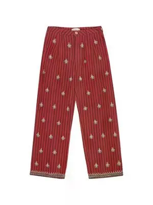 MAISON HOTEL Embroidered Striped Trousers