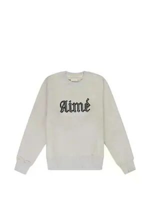 Aimé Leon Dore Houndstooth Appliqué Crew Neck Sweater - Neutrals