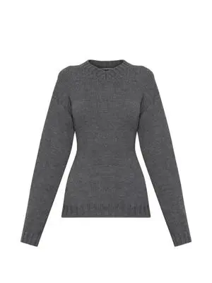 JIL SANDER Ribbed-knit V-neck Sweater - Grey
