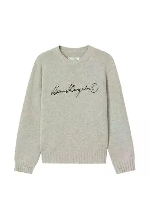 MAISON MARGIELA Logo Print Cut-out Sweater - Grey