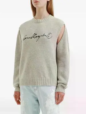 MAISON MARGIELA Logo Print Cut-out Sweater - Grey