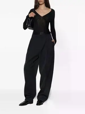 JIL SANDER Ribbed Knit V-neck Sweater - Black