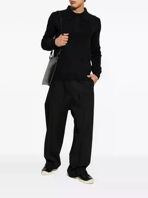 JIL SANDER Wool Long-sleeve Polo Shirt - Black
