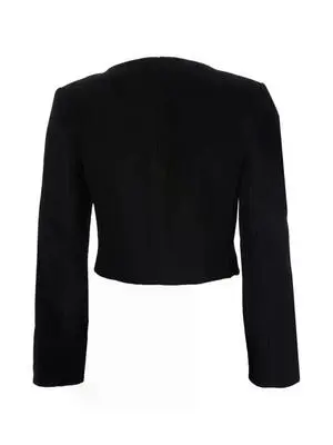 SELF-PORTRAIT Lace-trimmed Cropped Jacket - Black