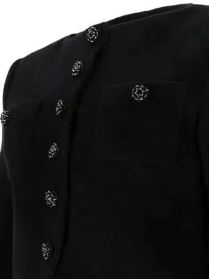 SELF-PORTRAIT Lace-trimmed Cropped Jacket - Black
