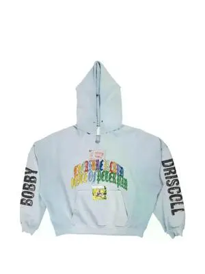 PALY Graphic Print Distressed Hoodie - Blue
