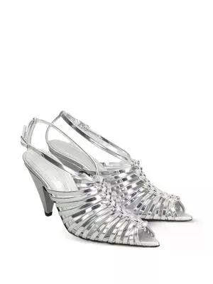 SERGIO ROSSI Wovenia Strappy Sandals - Silver